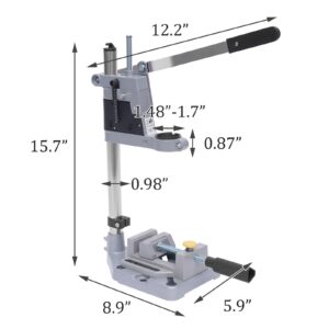 NAWESRVA High-Precision Hand Drill Press Adapter with Vise – Aluminum Alloy Stand, 8.8-Inch Base, Ergonomic Handle, Adjustable Clamp (1.4-1.6 Inch) – Secure & Stable Drilling Solution