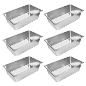 carivia 6 pack full size steam table pans,stainless steel hotel pan,1/1 6 inch deep anti jam commercial table pan,20.8" l x 13" w catering pans food pans for hotels, restaurants and home use