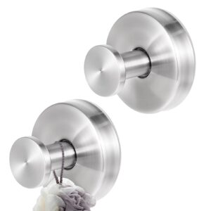 lusofie 2 pack suction cup hooks for shower stainless steel shower suction hooks for bathroom hanging towels robe loofah,suction shower hooks for glass shower doors tile mirrors,sliver