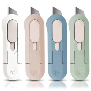 onenine retractable letter opener, 4 pcs utility knife box cutters, box cutter retractable, retractable mini art cutter, box cutters, easy slide retractable blade for office, home, crafts, hobby use