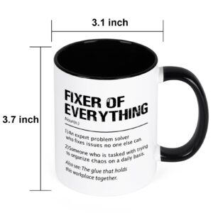 YHRJWN Boss Day Gifts, Cool Gifts for Coworkers, Boss Day Gifts for Men, Boss Gifts, Christmas Birthday Thank You Gifts for Men Boss Coworkers, Fixer of Everything Mug, 11 Oz