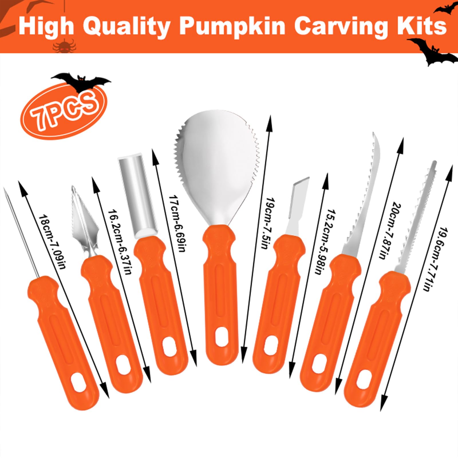 KOVSPO Halloween Pumpkin Carving Kit Tools, Stainless Steel Pumpkin Carving Set, Professional Heavy Duty Carving Set, Family DIY Carving Tools-Gift for Halloween (7PCS)