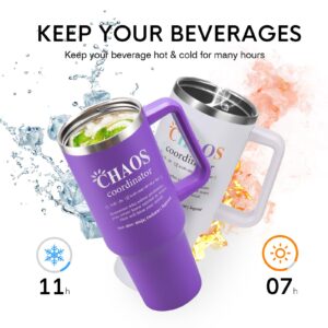 NOWWISH Christmas Gifts for Women Boss Coworker Teacher Friend - Chaos Coordinator Tumbler - Birthday, Funny Gifts for Women, 40oz White