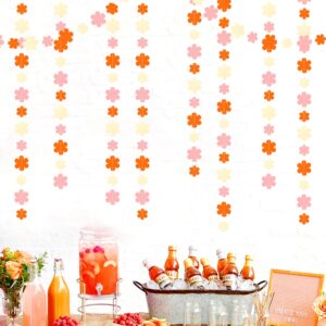 Orange-Pink Fall Party-Decorations Streamers-Garland - 52ft Boho Flower Hanging Paper Banner, Groovy Birthday Baby Bridal Shower Bachelorette Wedding Engagement Decor Hugfond