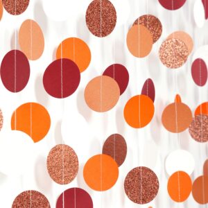 boho burgundy brown-orange party-decorations streamers - 52ft birthday baby shower hanging paper garland banner,fall autumn thanksgiving harvest rustic wedding bridal classroom supplies decor hugtmr