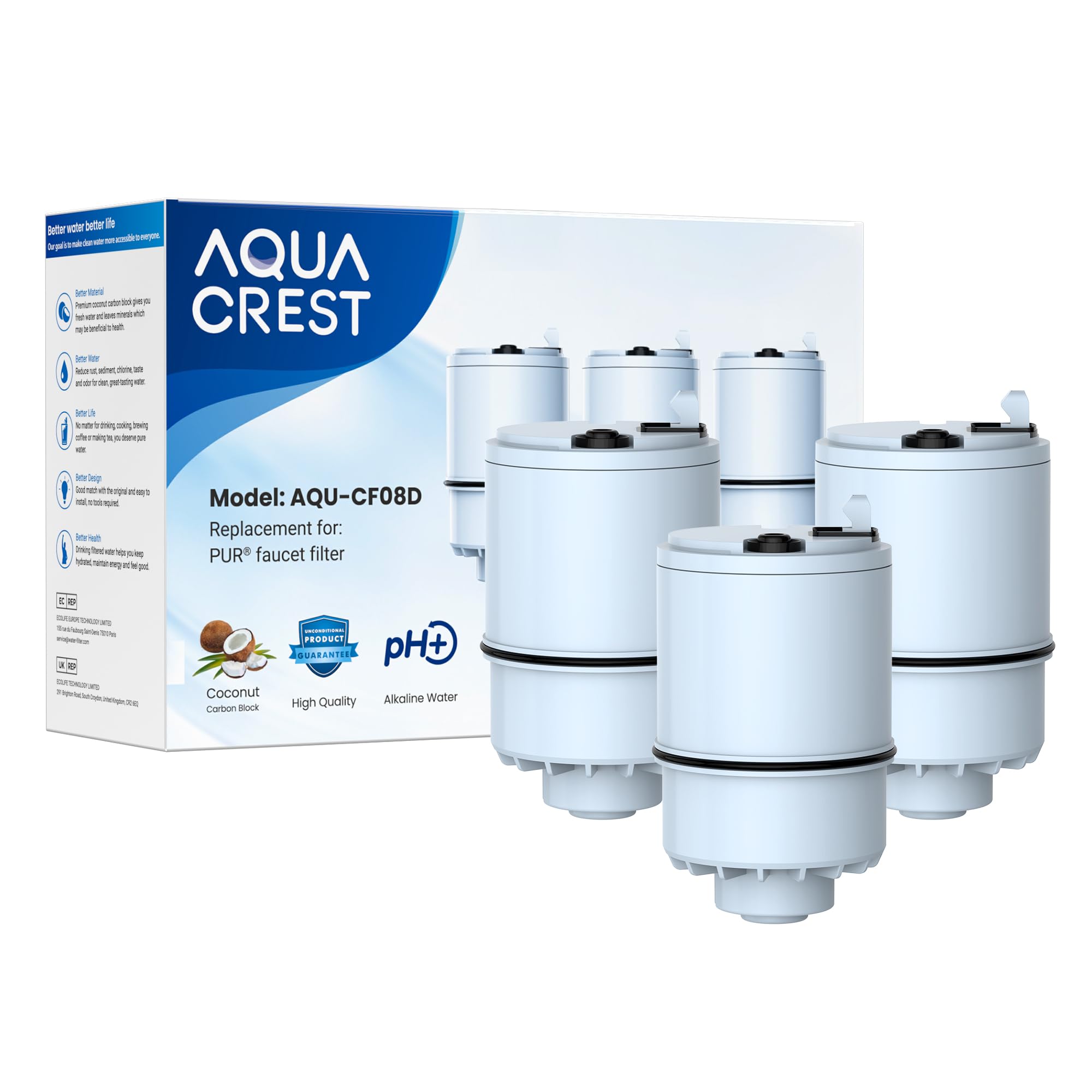 3 Pack Alkaline Filter Replacement for All PUR®, PUR®PLUS Faucet Filtration Systems, Pur® RF-9999® Faucet Water Filter, NSF Certified, AQUA CREST