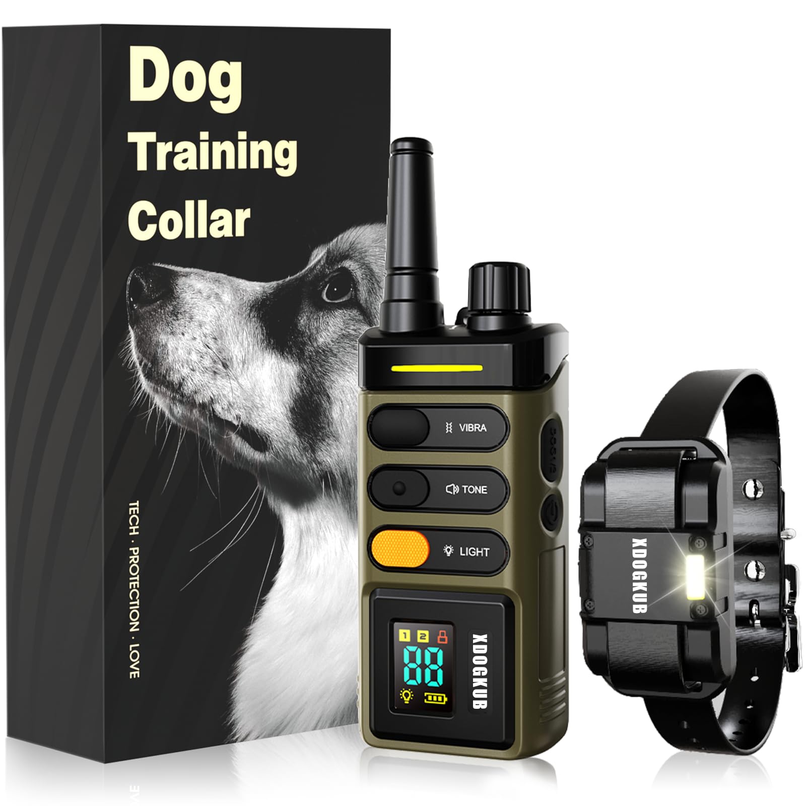 XDOGKUB Dog Shock Collar - 5200FT Dog Training Collar with Remote, IPX7 Waterproof Electric Collar and Remote with 4 Training Modes, Security Lock, Rechargeable e-Collar for All Breeds, Sizes