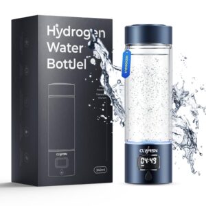 clwrsn hydrogen water bottle generator with pem & spe technology, high borosilicate glass, high air tightness with countdown timer and battery level display,suitable for office, home, gym and outdoor