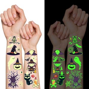 greingways 500 styles halloween tattoos party favors for kids, luminous temporary tattoos stickers, halloween goodie bag fillers halloween toys supplies gifts for halloween treats decorations