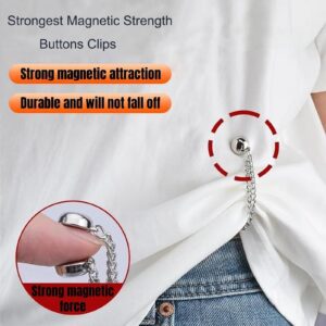 HOVGN Multi-Function Magnetic Clothing Clips, 4 Pack Hijab Magnets with Chain, Multi-Purpose Magnetic Pinless Brooch Strength Buttons Clips, Women Clothes Hijab Pins Decorate