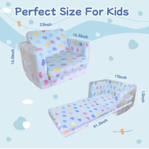 OSYKIU Kids Sofa, 2-in-1 Toddler Couch Fold Out, Comfy Toddler Sofa, Convertible Kids Couch to Lounger, Baby Sofa Chair for Boys and Girls Gifts, Folding Kids Play Sofa Bed