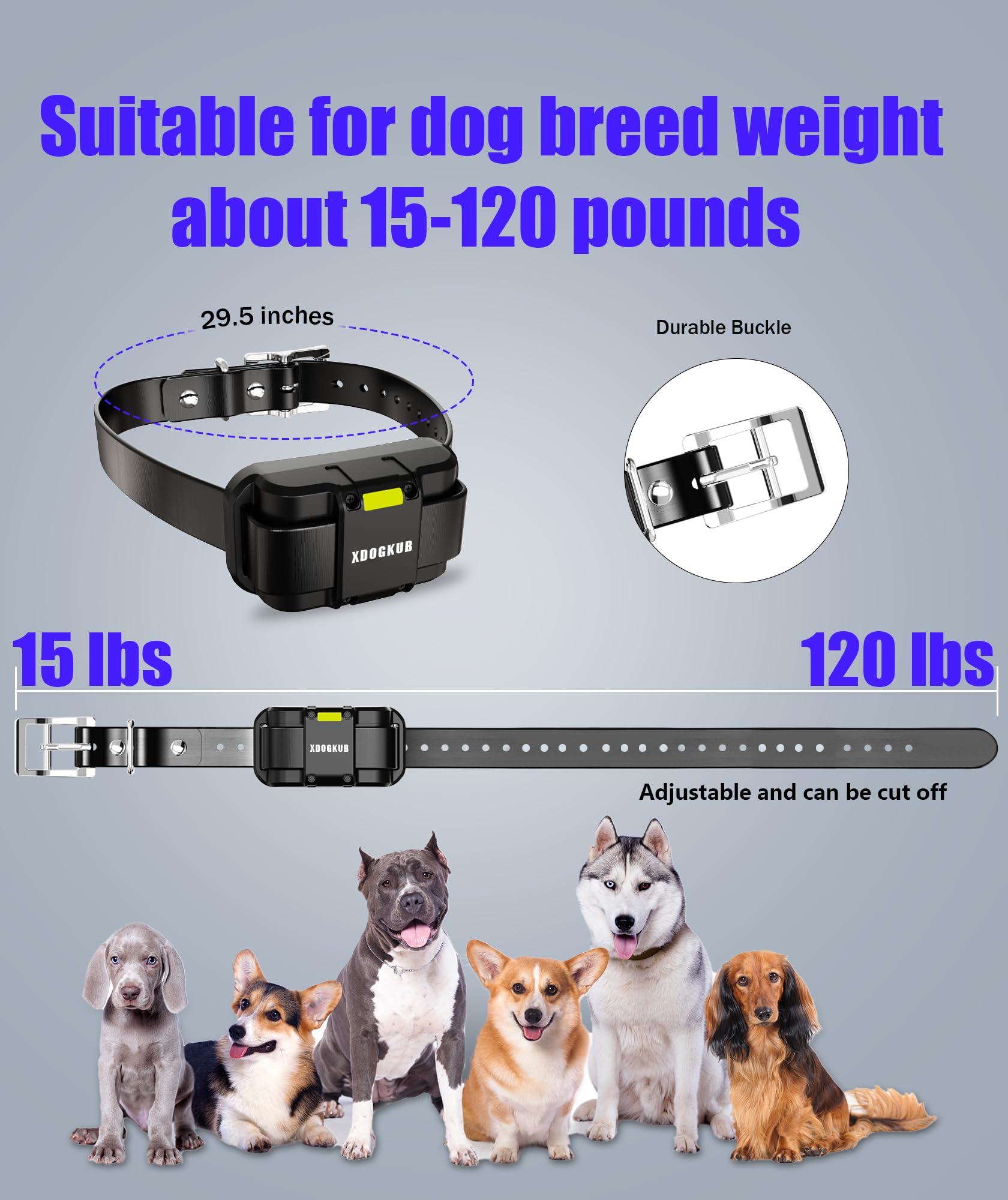 XDOGKUB Dog Shock Collar - 5200FT Dog Training Collar with Remote, IPX7 Waterproof Electric Collar and Remote with 4 Training Modes, Security Lock, Rechargeable e-Collar for All Breeds, Sizes