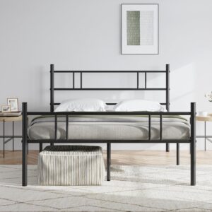 novilla queen bed frame simplicity style with headboard and footboard, 14" high metal platform bed frame for bedroom, guest room, heavy duty metal slats support, no box spring needed, easy assembly