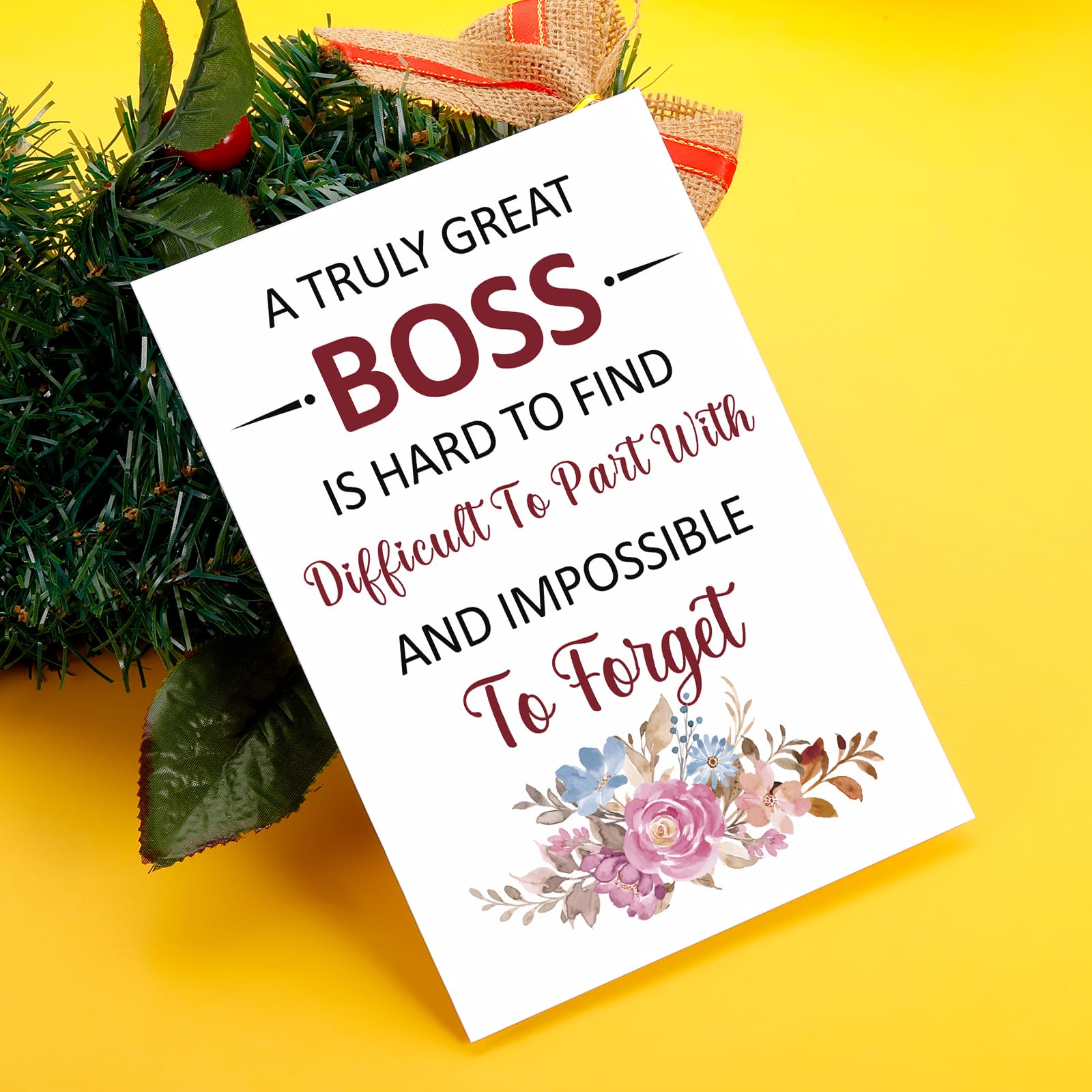 TI-EDC Christmas Card for Boss Leader Mentor, Funny Boss's Day Card for Men Women, Appreciation Card for Manager Employer, World's Best Boss Birthday Card, Cute Bosses Day Card Gifts for Her Him