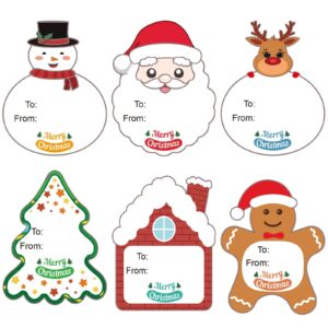 christmas gift tags stickers, 120 pcs christmas presents tags stickers, self adhesive christmas name tags stickers, christmas labels stickers for gifts wrap envelope holiday decor (2 x 2.6 inch)