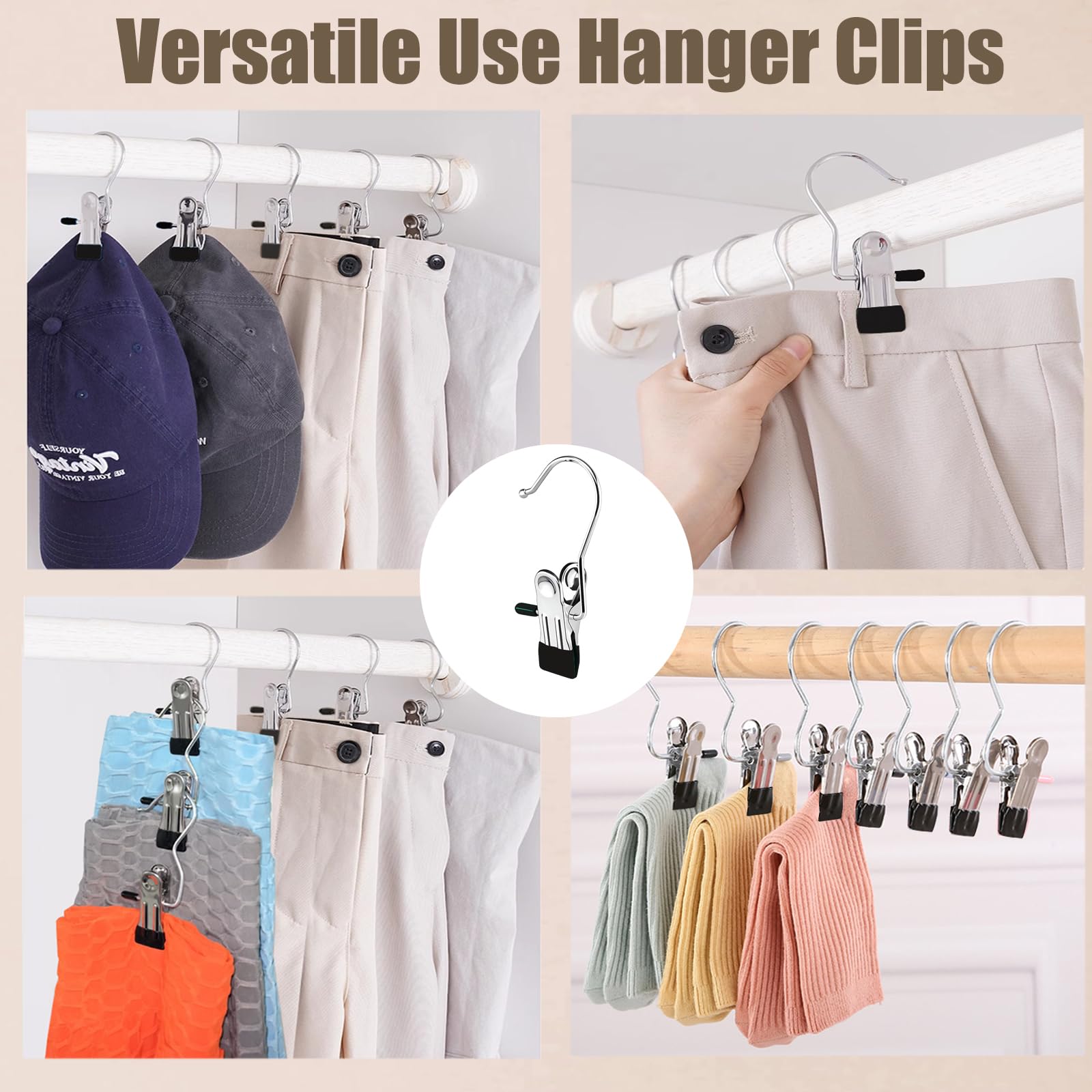 Pant Hangers with Clips, Metal Legging Organizer for Closet, 20 Pack Space Saving Hangers with Clips for Yoga Pants, Closet Organizers and Storage for Skirt/Jean/Hat/Short