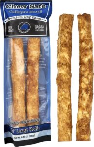 chew safe premium rolls dog chew treats | beef | 2-pack | two 10" rolls per pack | rawhide alternative | long lasting, high protein, highly digestible for small dogs, for healthy teeth