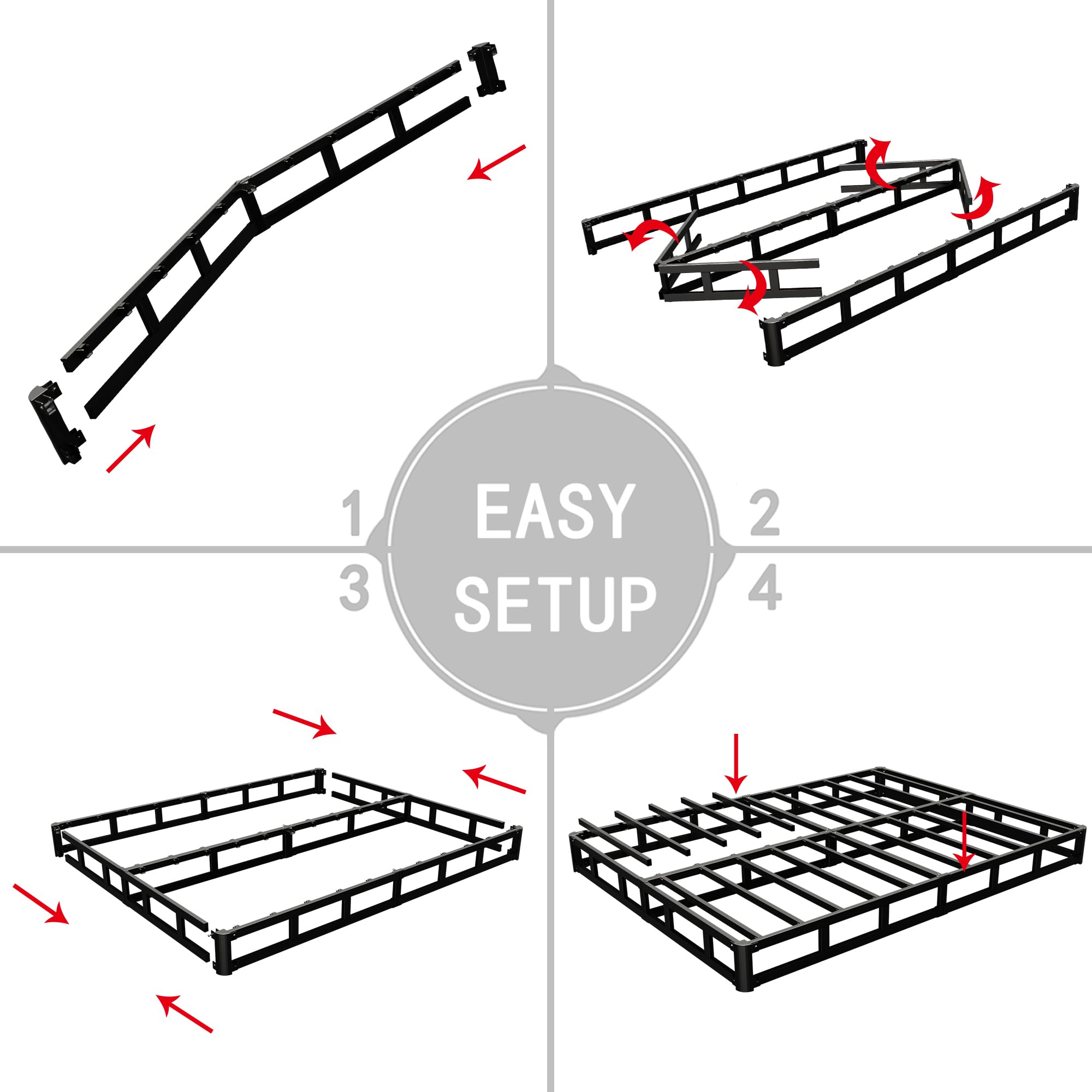 Vehowy Low Profile Box Spring Queen Size, 3 Inch Box Spring for Queen Bed, Heavy Duty Mattress Foundation, Metal Bed Base,Non-Slip,Easy Assembly