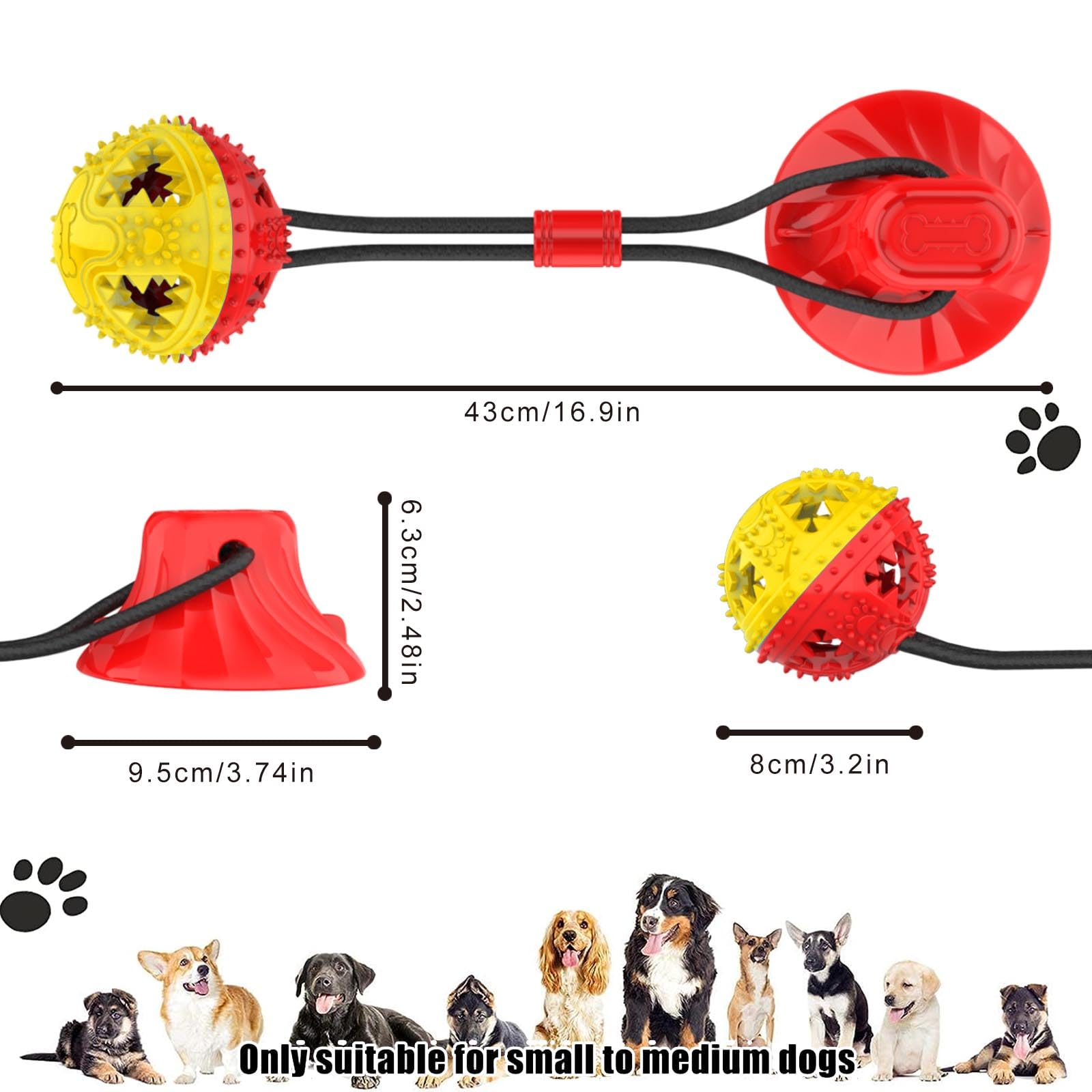 Coolplay Interactive Dog Toys Enrichement Suction Cup Tug of War, Chew for Aggressive Chewers Rope Ball, Mentally Stimulating for Small Medium Dogs