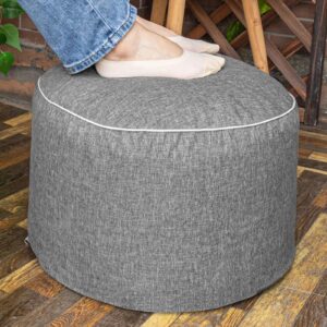 abunheri outdoor ottoman outdoor ottomans for patio 19x12 inches modern lightweight foam stuffed pouf outdoor footstool footrest foot stool waterproof (gray)