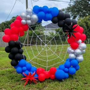 Red Blue Black Balloons, 12Inch Matte Red Black and Royal Blue Metallic Silver Latex Balloon for Boys Hero Party Kids Spider Theme Birthday Baby Shower Graduation Party Decorations