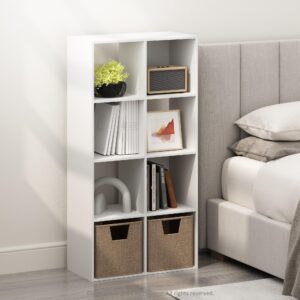 furinno pelli cubic storage cabinet, bookcase, bookshelf, 8-cube, white