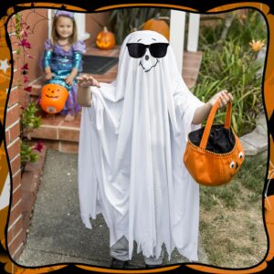 94.5''x59'' Halloween White Sheet for Ghost Costume - DIY Fabric with Sunglasses for Adult Kids Spooky Costume Hanging Ghosts Halloween Cosplay Party Outdoor Decorations