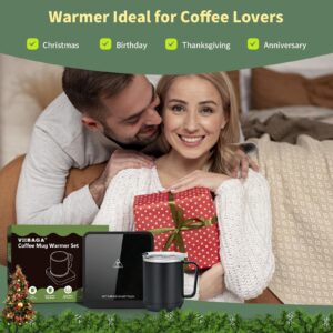 VOBAGA Mug Warmer & Mug Set for Desk, Electric Coffee Cup Warmer with Temperature & Timer Settings, Smart Coffee Warmer Plate with 15oz Cup for Warming and Heating Coffee, Beverage, Candles, Cocoa