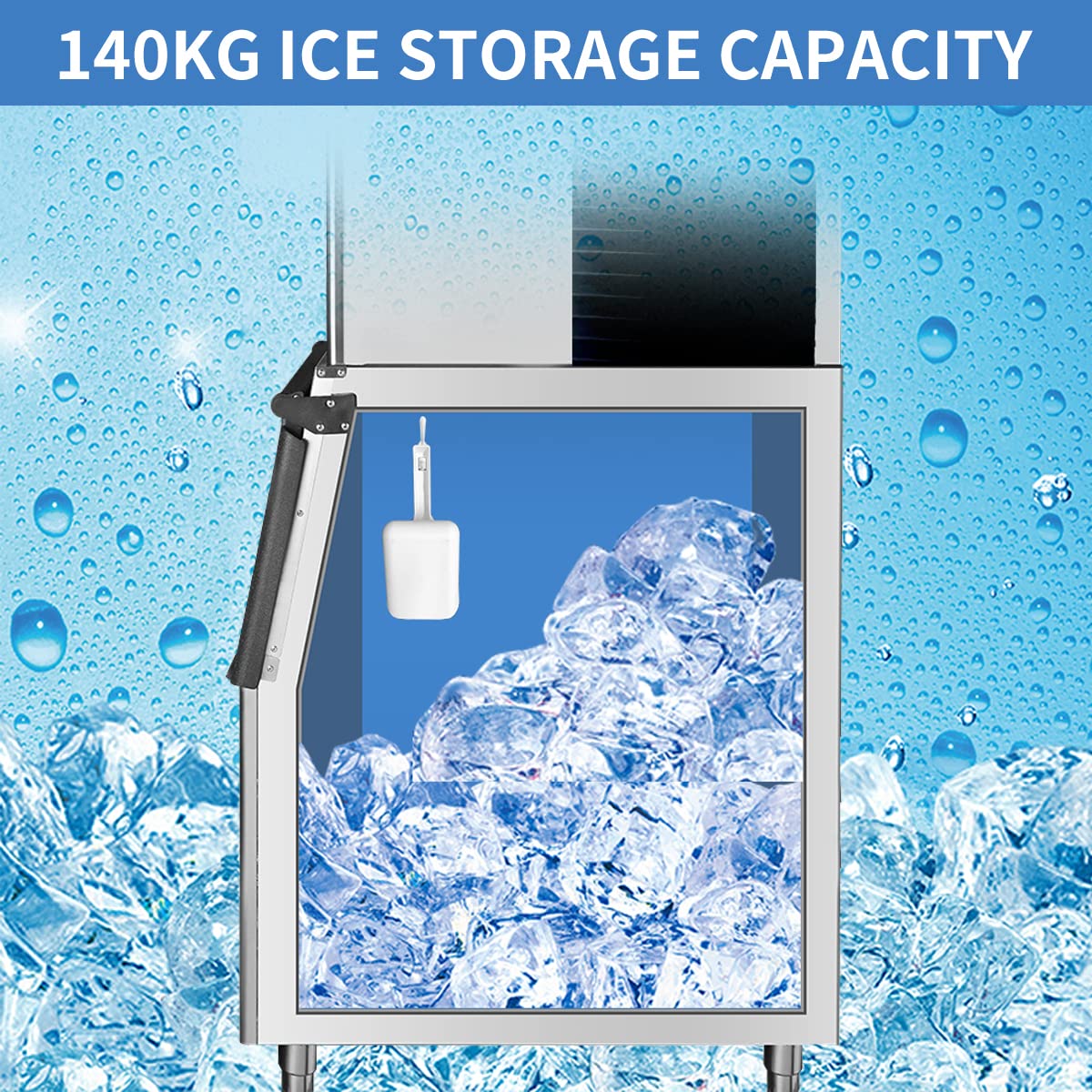 CMICE Commercial Ice Machine, 700 Lbs/24H Industrial Ice Maker Machine with 440 Lbs Ice Storage, Vertical Ice Maker Machine, Air Cooled Stainless Steel Ice Cube Maker for Commercial and Home Use