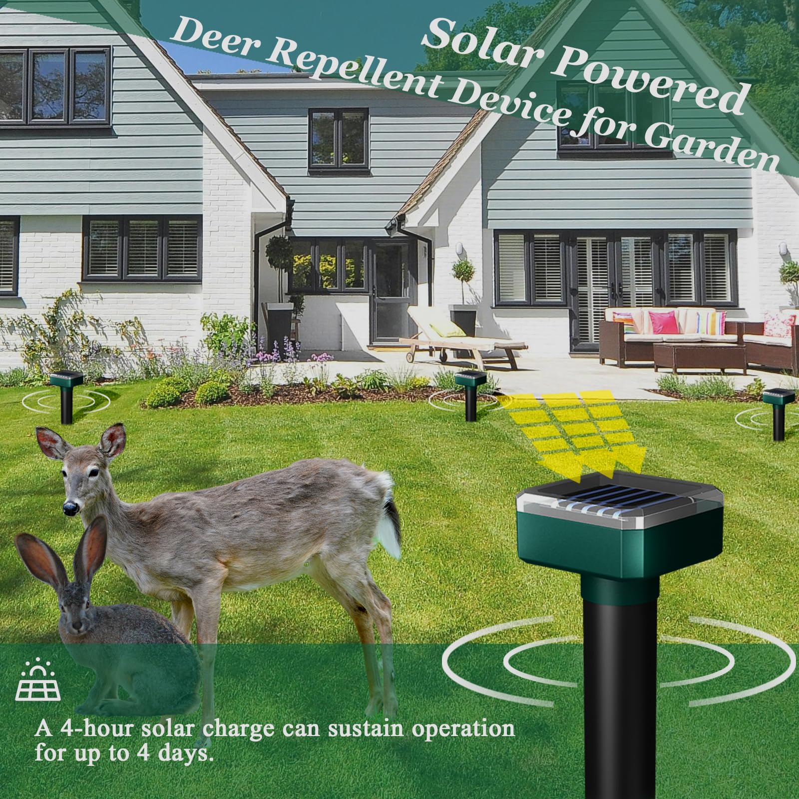 INENNT Deer Repellent Devices,6 Pack Deer Repellent Devices for Garden,Deer Repellent,Deer Repellent for Plants,Deer Deterrent Devices Outdoor,Solar Deer Repellent Devices,Sonic,Waterproof