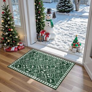 seavish christmas front door mat 2x3 green bathroom rug low pile kitchen rugs non slip xmas throw rugs with rubber backing washable indoor doormat small soft decor rugs for entryway porch bedroom