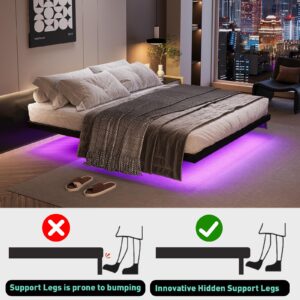 AGXI Floating Bed Frame Full Size with LED Lights and Charging Station, 14 Inch Floating Bed Frame Full- Modern Full Size Bed Frame Easy Assembly No Box Spring Needed