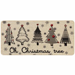 baccessor merry christmas doormat,xmas winter buffalo plaid christmas trees indoor outdoor outside entrance doormat welcome door mat anti-slip rubber seasonal holiday decoration 17x36 inch