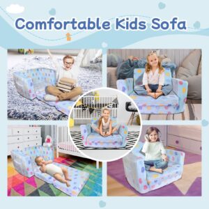 OSYKIU Kids Sofa, 2-in-1 Toddler Couch Fold Out, Comfy Toddler Sofa, Convertible Kids Couch to Lounger, Baby Sofa Chair for Boys and Girls Gifts, Folding Kids Play Sofa Bed