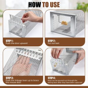 Qualirey 2 Pack Large Humane Rat Trap 15 Inches Combined Automatic Continuous Rat Trap Cage Reusable Rat Traps Indoor for Home Rat Traps Catch and Release Outdoor Mouse Single Door Metal Rat Trap