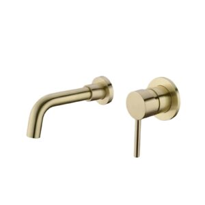 bathroom sink faucet hot and cold swivel nozzle wall mounted bathtub 150mm(brushed gold)