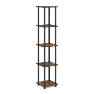 furinno turn-n-tube 5-tier corner square rack display shelf, amber pine/black