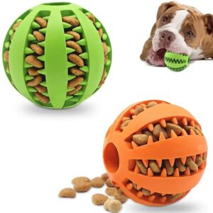 Dog chew Ball Toy(2 Pack), Interactive Dental Cleaning Ball with Spikes, Durable and Tough, Ideal for Small and Medium Dog (Blue & Green)