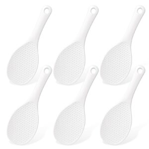 6 pcs white plastic rice paddle non stick standing rice spoon heat resistant rice cooker spoon large plastic rice spatula 7.5 inch