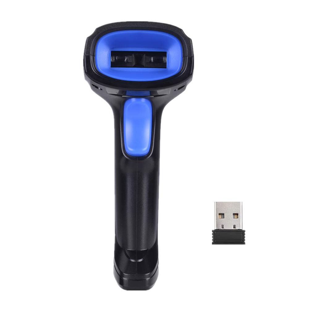 SHUAIGUO 2-in-1 2.4G Wireless Barcode Scanner & USB Wired Barcode Scanner Automatic Handheld 1D Bar Code Scanner Reader with Rechargeable Battery Mini USB Receiver USB Cable for Computer Laptop