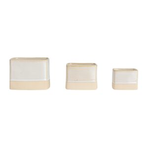 Creative Co-Op Ceramic Nesting Containers, Cream, Set of 3