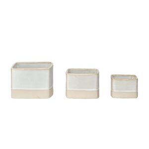 Creative Co-Op Ceramic Nesting Containers, Cream, Set of 3