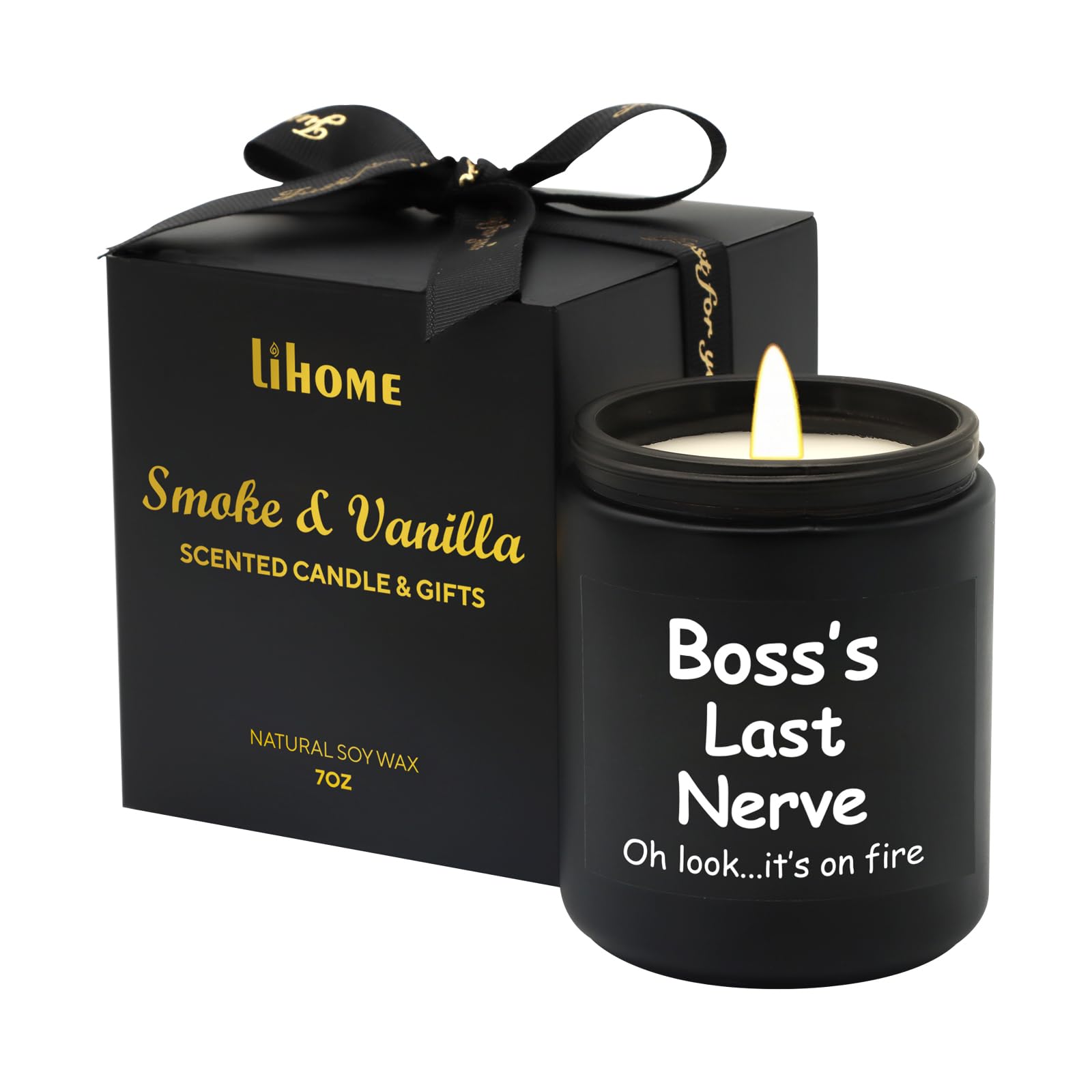 Lihome Boss Gifts for Men - Boss Day Gifts, Natural Soy Wax Smoke Vanilla Candle(7oz)