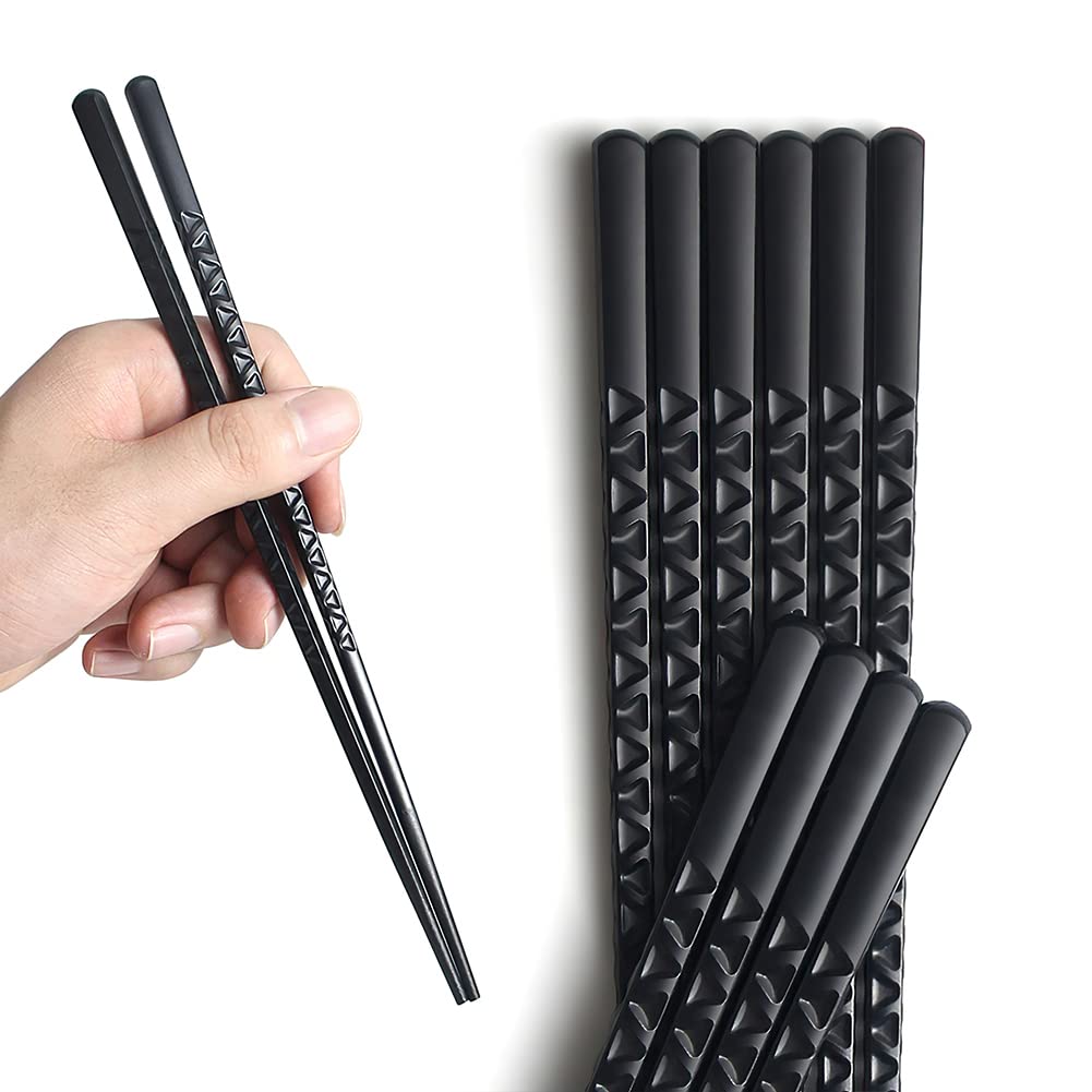 Noodies Reusable Chopsticks – 5 Pairs Premium Fiberglass, Bold Geometric Design, Lightweight & Durable – 9.64 Inch, Dishwasher Safe – Ideal for Sushi, Asian Cuisine, and Daily Use – Gift Set