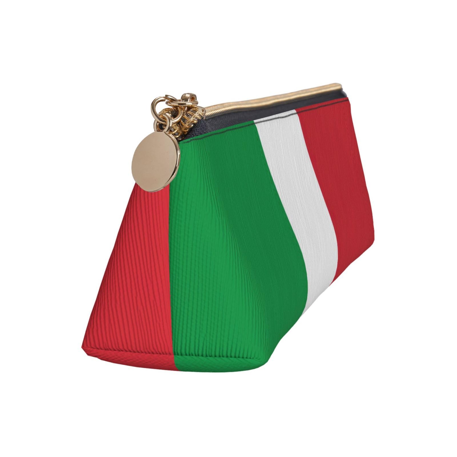 JIPOFD Italian Flag Creative Triangular Leather Pencil Case Is Light And Convenient With Large Storage Capacity