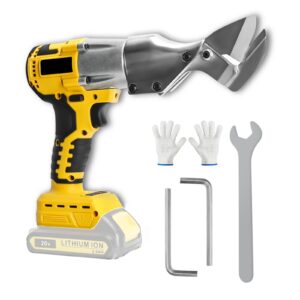 cordless sheet metal shear, brushless electric metal shears for dewalt 20v battery, 360 degree pivoting head, 2 variable metal shear cutter speed for cutting metal,iron and stainless(no battery)