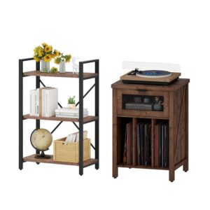 BON AUGURE 3 Tier Bookshelf and Record Stand