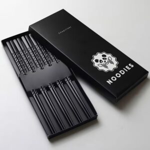 Noodies Reusable Chopsticks – 5 Pairs Premium Fiberglass, Bold Geometric Design, Lightweight & Durable – 9.64 Inch, Dishwasher Safe – Ideal for Sushi, Asian Cuisine, and Daily Use – Gift Set