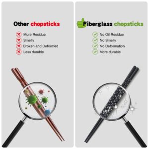 Noodies Reusable Chopsticks – 5 Pairs Premium Fiberglass, Bold Geometric Design, Lightweight & Durable – 9.64 Inch, Dishwasher Safe – Ideal for Sushi, Asian Cuisine, and Daily Use – Gift Set