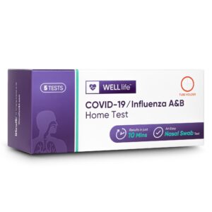 welllife covid-19/influenza a&b home test, get results for covid-19 and flu a/b in 10 minutes,at home self test with non-invasive nasal swab, fda eua authorized -[5 tests]